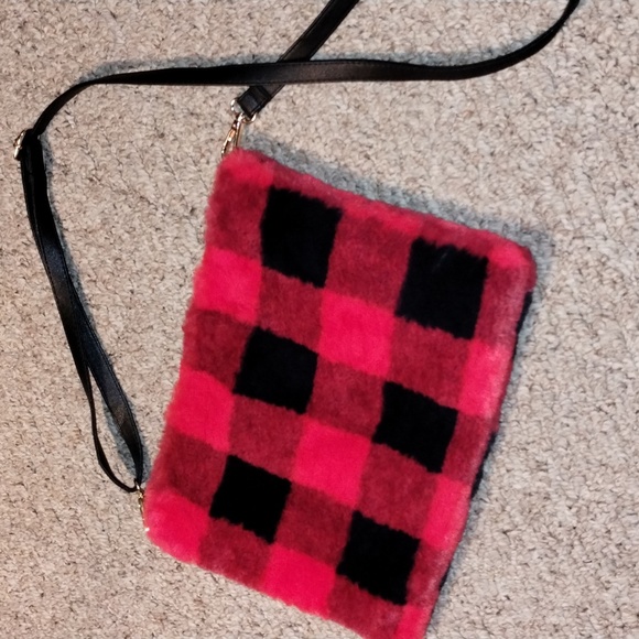 Source Unknown | Bags | Plaid Red Black Checkered Purse Crossbody ...